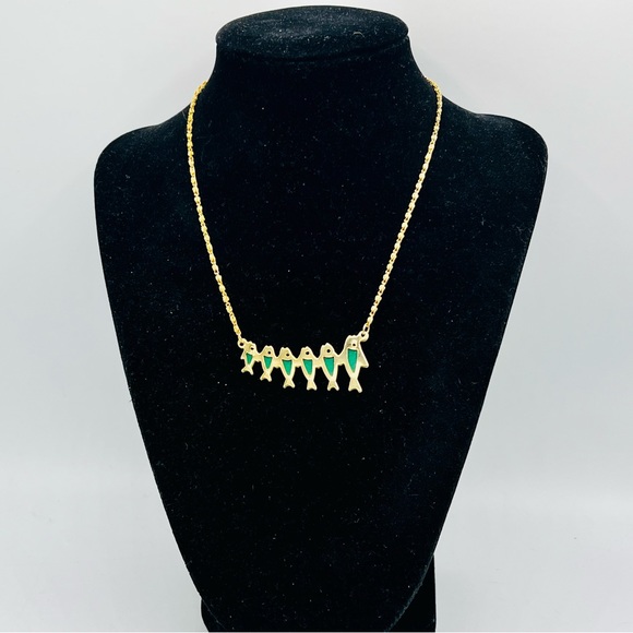 Vintage | Jewelry | Vintage Green Fish Gold Necklace 99s Fishing ...